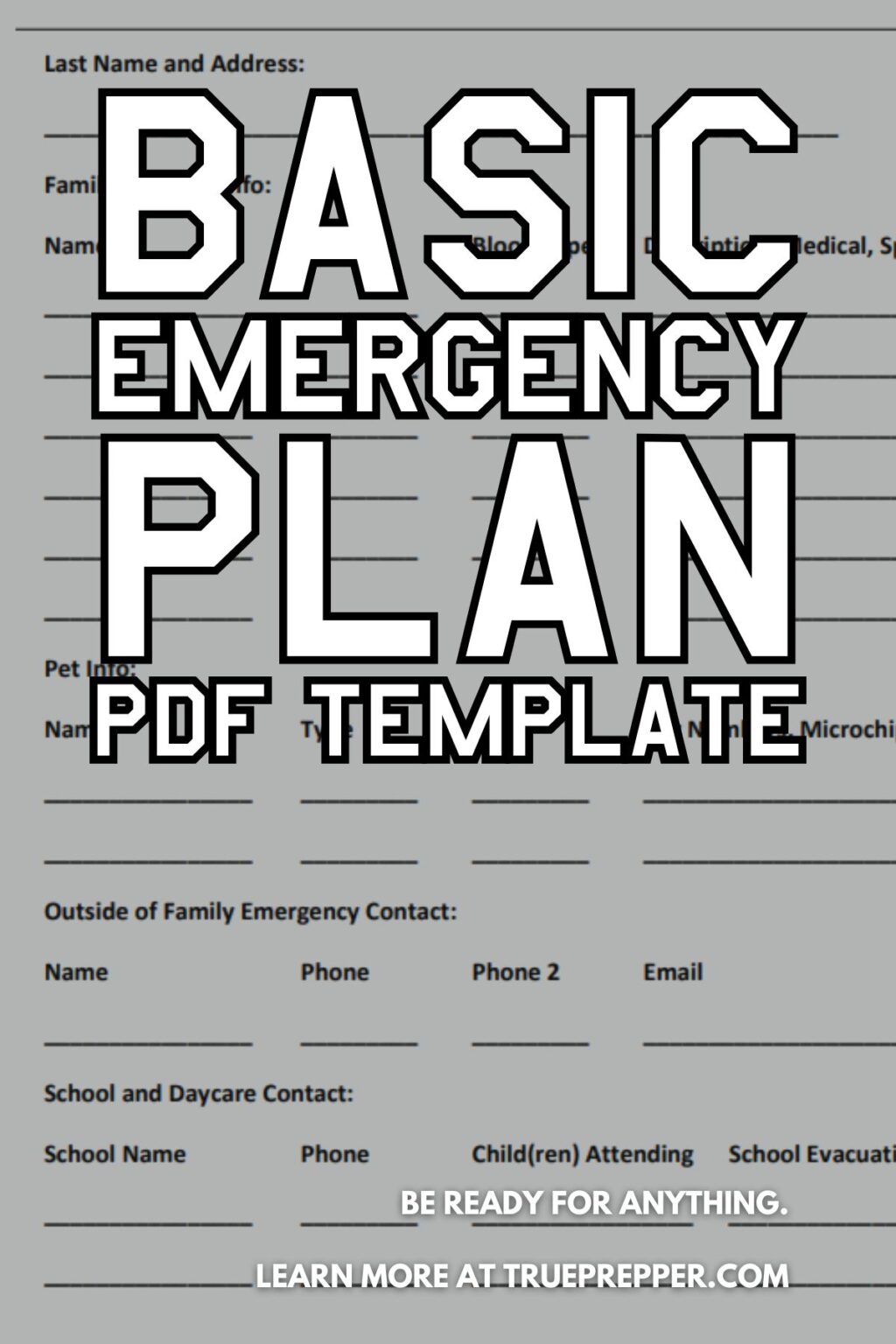 Basic Emergency Plan PDF and Guide | TruePrepper